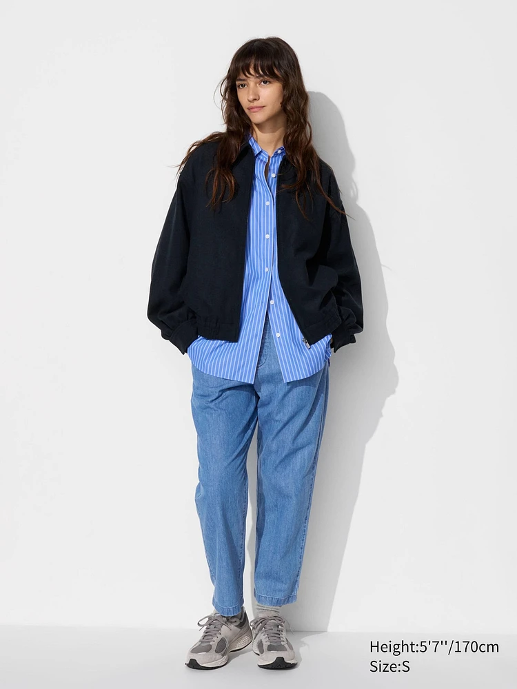 UNIQLO Cotton Relaxed Ankle Trousers (Denim) | King's Cross