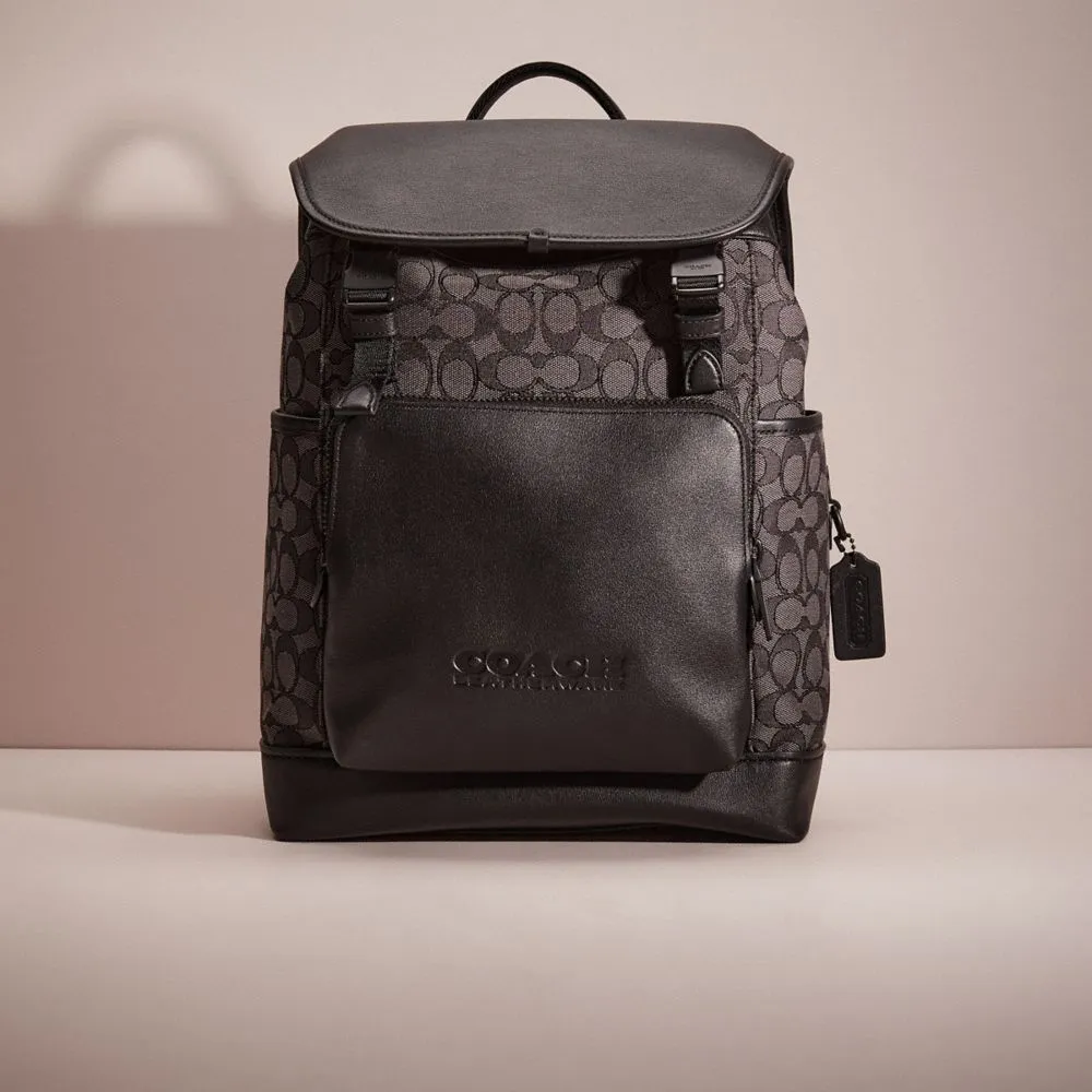 Coach Restored League Flap Backpack In Signature Jacquard | Mall of ...