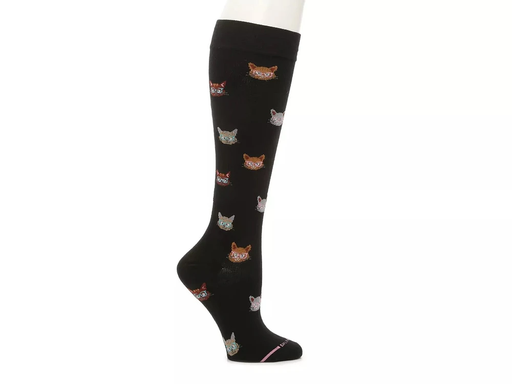 Dr. Motion Cats in Glasses Women's Compression Knee Socks | Hamilton Place