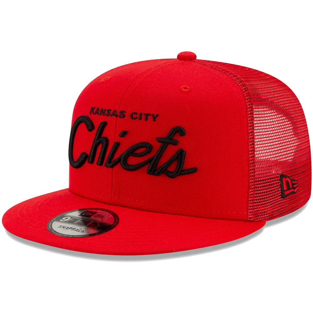 Lids Kansas City Chiefs New Era Script Trucker 9FIFTY Snapback Hat ...
