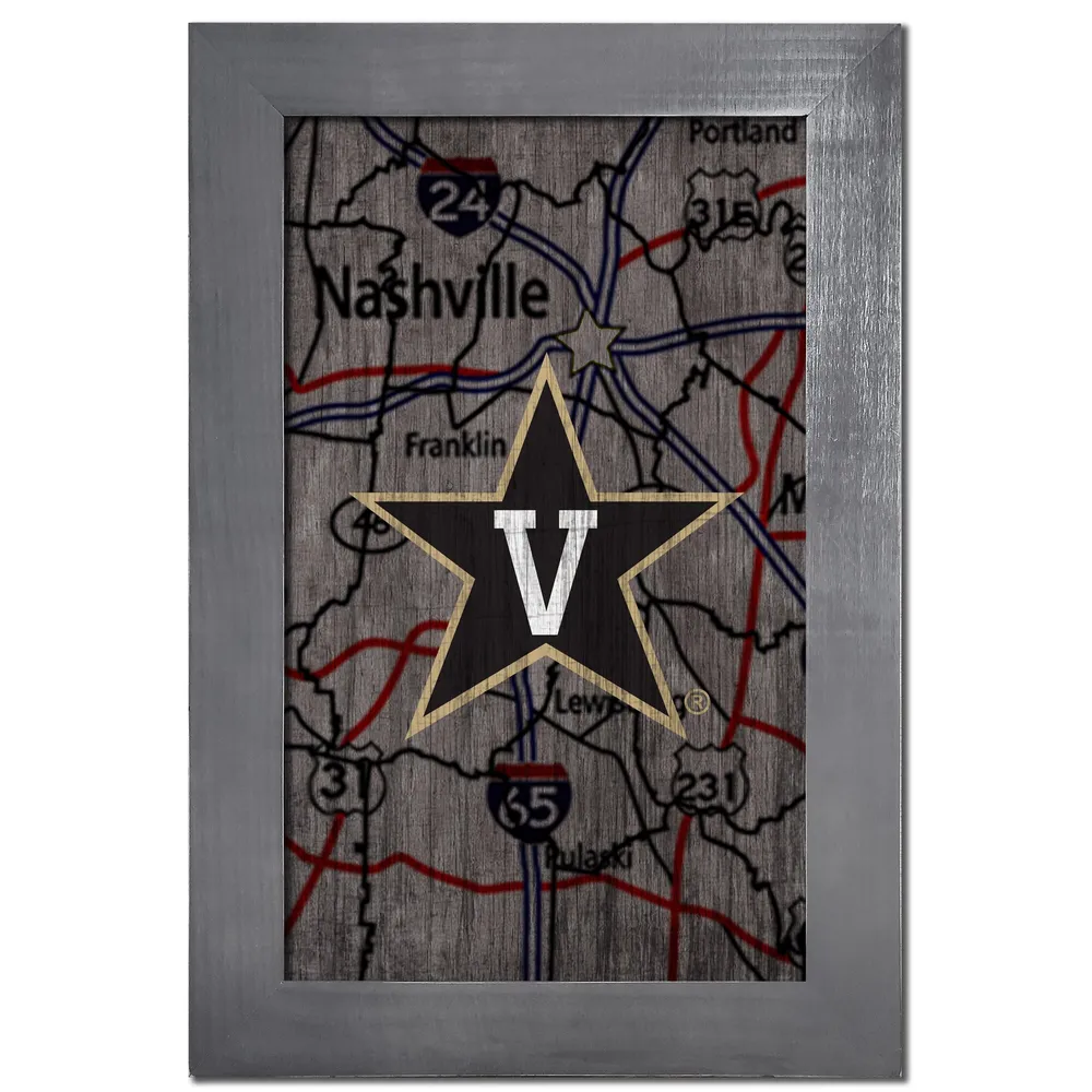 Lids Vanderbilt Commodores 11'' x 19'' Framed Team City Map Sign ...