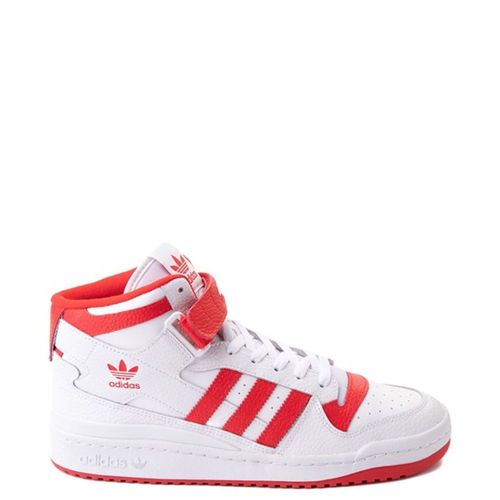 Adidas Mens adidas Forum Mid Athletic Shoe - White / Vivid Red | Mall ...