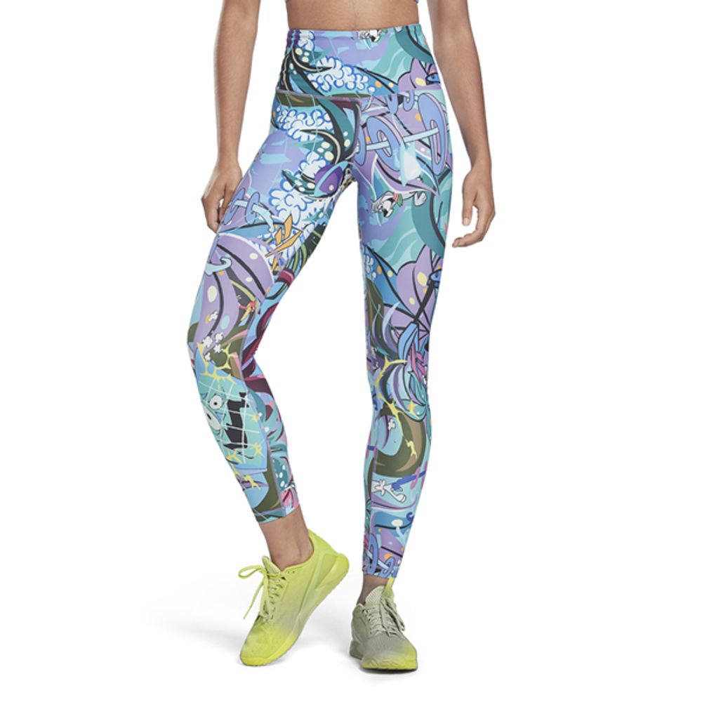 Reebok Womens Reebok The Jetsons x Flintstones TechStyle Lux Leggings - Semi Future Teal | Mall ...