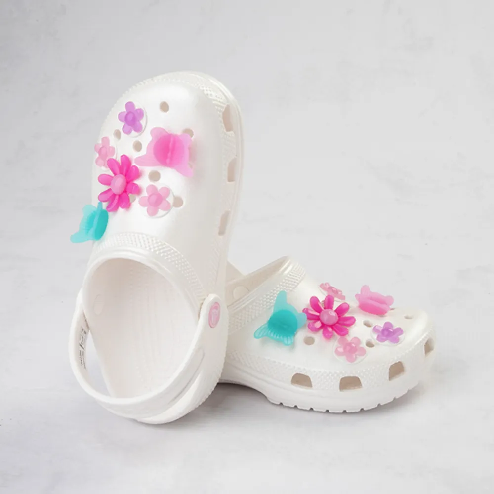 Crocs Classic Glitzy Flower Clog - Little Kid / Big White | Hamilton Place