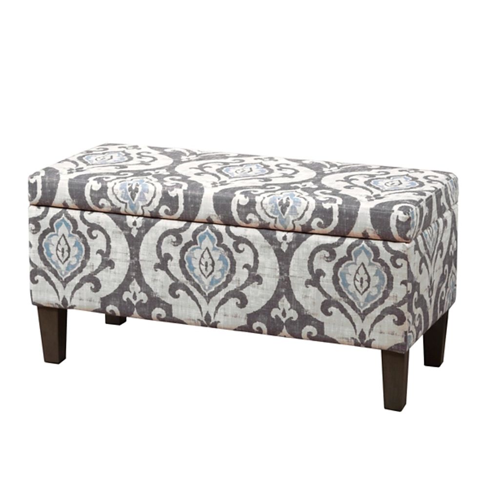 Kirklands Slate Blue Ikat Storage Ottoman | Hamilton Place