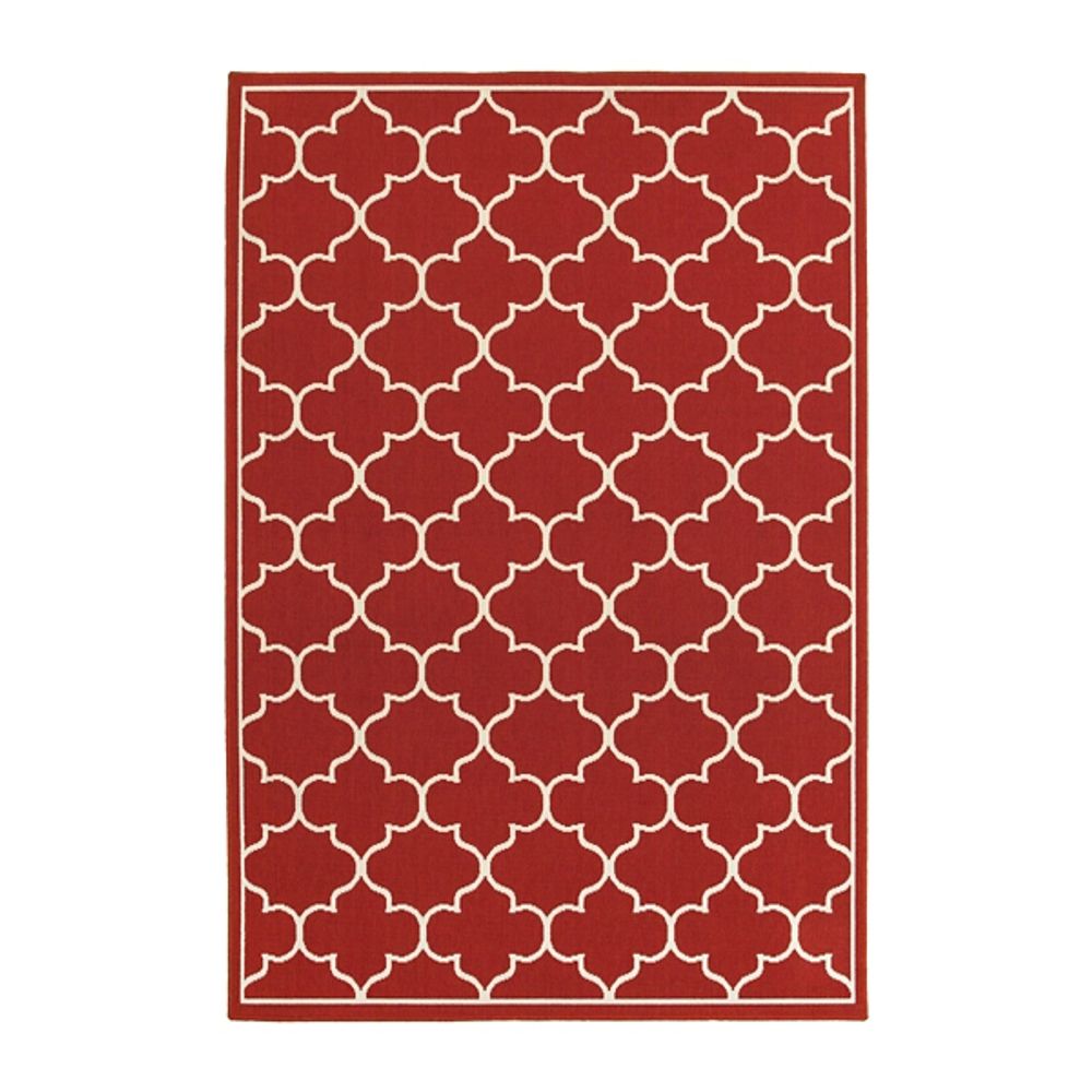 Kirkland's Red Quatrefoil Jenn Outdoor Rug, 5x7 | Hamilton Place