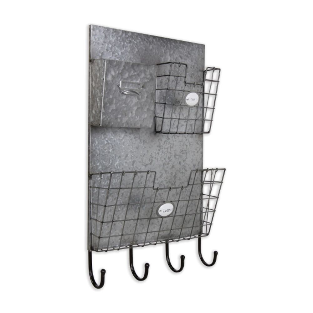 Kirklands Rustic Gray Metal Wall Organizer | Hamilton Place
