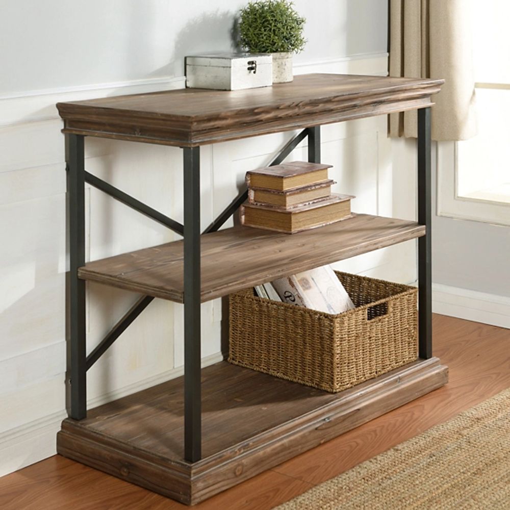 Kirkland's Wood 3-Tier Bookshelf with Black Steel Frame | Hamilton Place