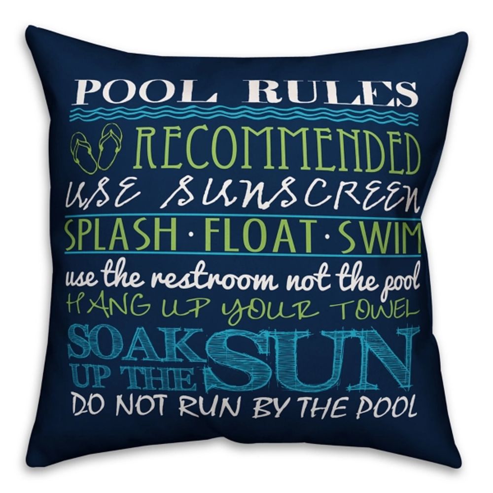 Kirkland's Navy Pool Rules Outdoor Pillow | Hamilton Place