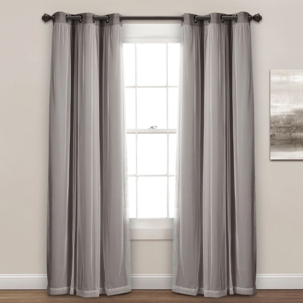 Kirkland's Gray Curtain Panel Set with Overlay, 84 in. | Hamilton Place