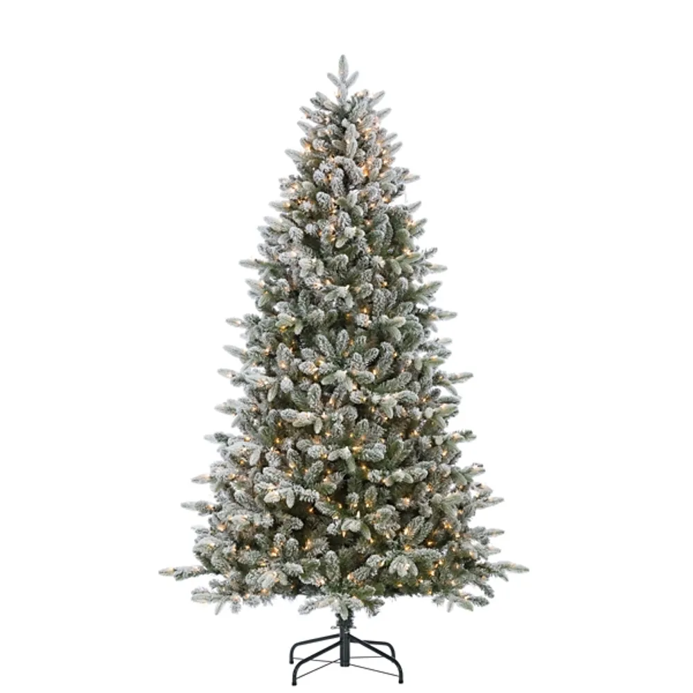 Kirklands 7.5 ft. Pre-Lit Flocked Swiss Fir Christmas Tree | Hamilton Place