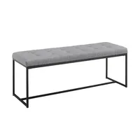 Kirkland's Gray Linen Tufted Bench with Metal Base | Hamilton Place