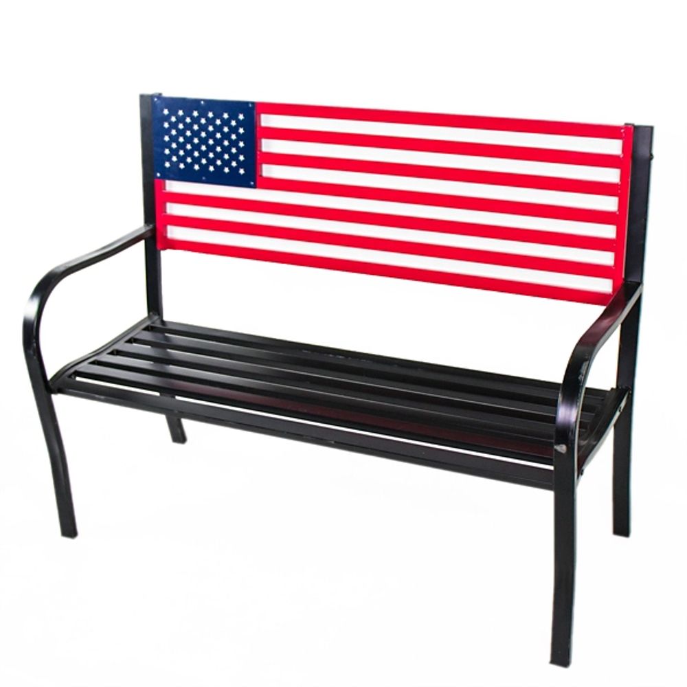 Kirkland's Metal American Flag Bench | Hamilton Place