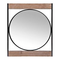 Kirklands Wood and Metal Framed Round Industrial Mirror | Hamilton Place
