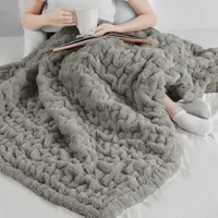 Kirklands Gray Ruched Faux Fur Throw | Hamilton Place