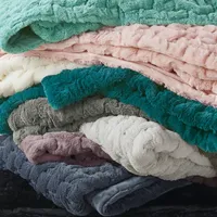 Kirkland's Blush Ruched Faux Fur Throw | Hamilton Place