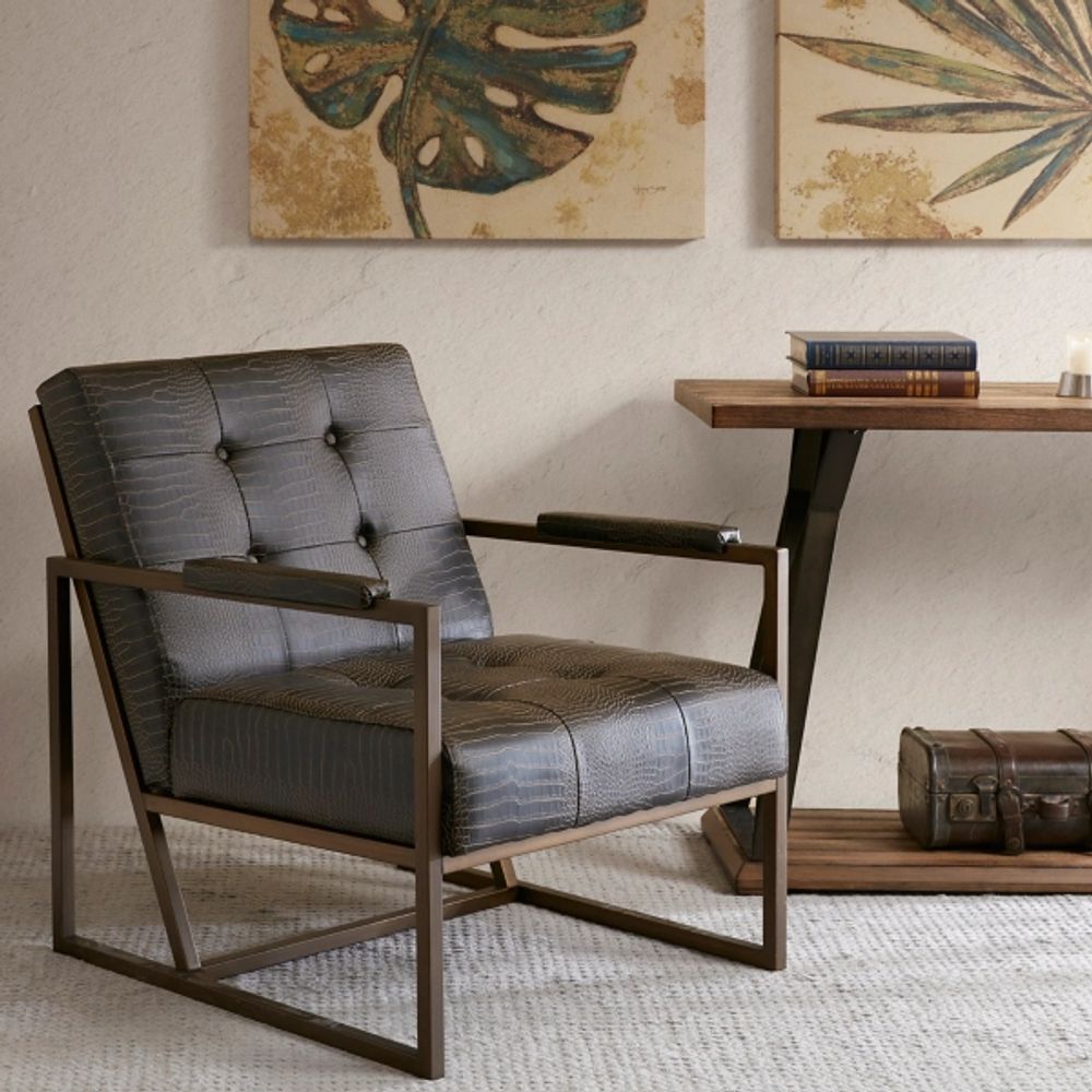 Kirkland's Chocolate Walden Faux Leather Accent Chair | Hamilton Place