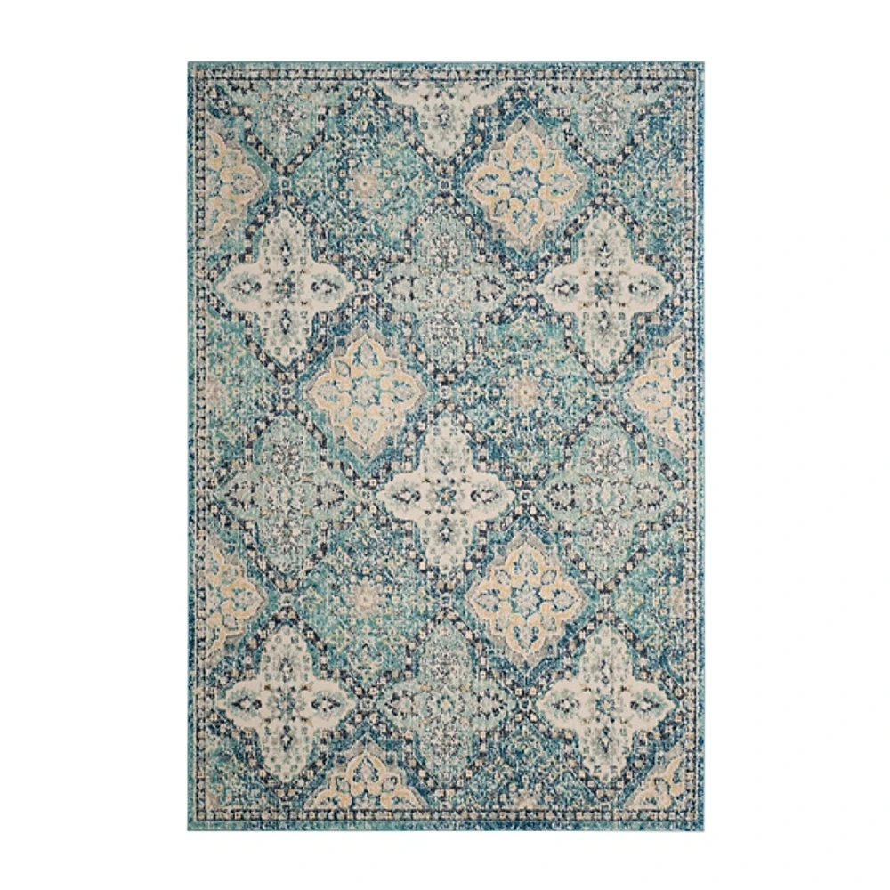 Kirklands Blue and Ivory Everley Tile Rug | Hamilton Place