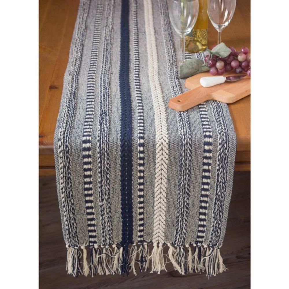Kirklands Navy Braided Stripe Table Runner, 72 in. | Hamilton Place