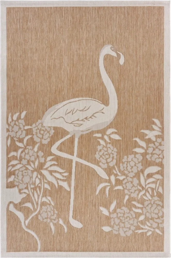 Kirkland's Natural Flamingo Indoor/Outdoor Area Rug, 5x7 | Hamilton Place