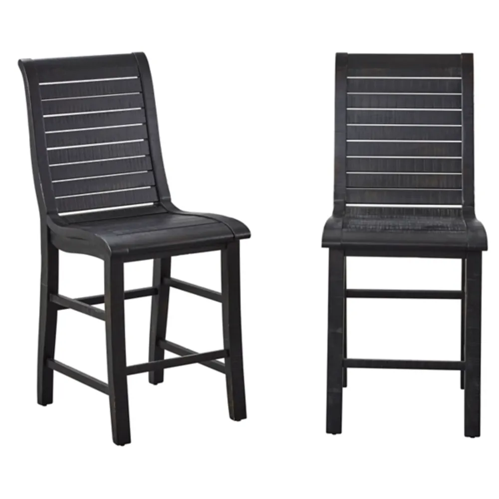 Kirklands Black Slatted Counter Stools, Set of 2 | Hamilton Place