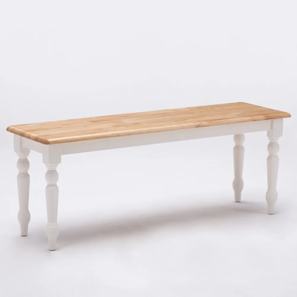 Kirkland's White and Natural Wood Dining Bench | Hamilton Place