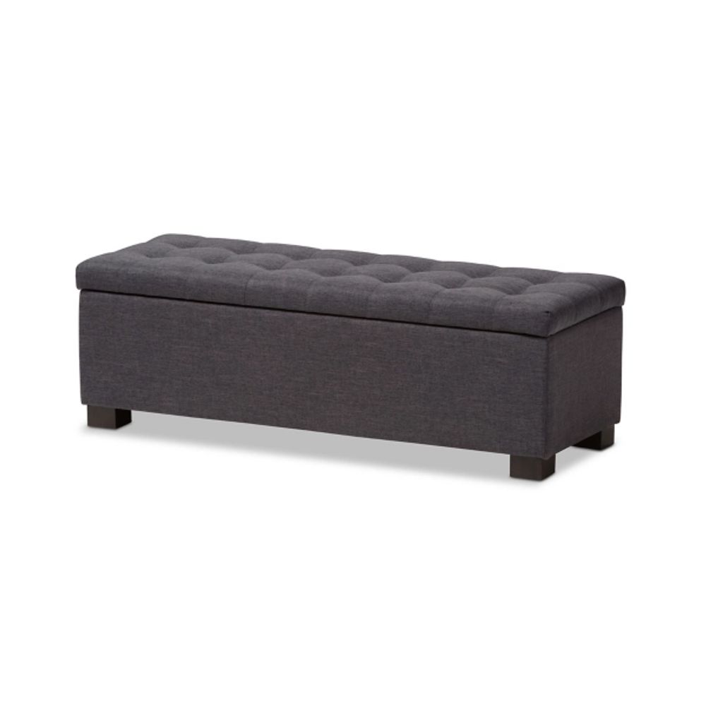 Kirklands Dark Gray Tufted Contemporary Storage Bench | Hamilton Place