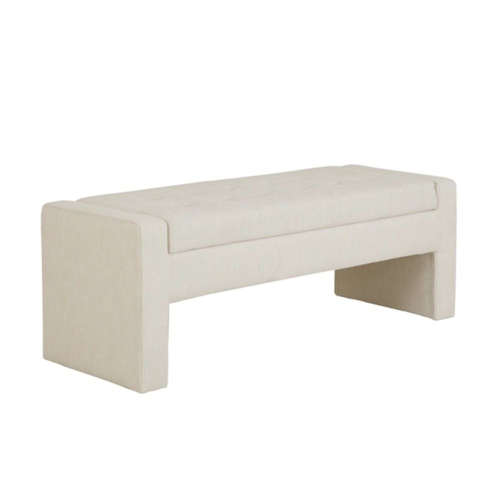 Kirkland's Cream Button Tufted Upholstered Storage Bench | Hamilton Place