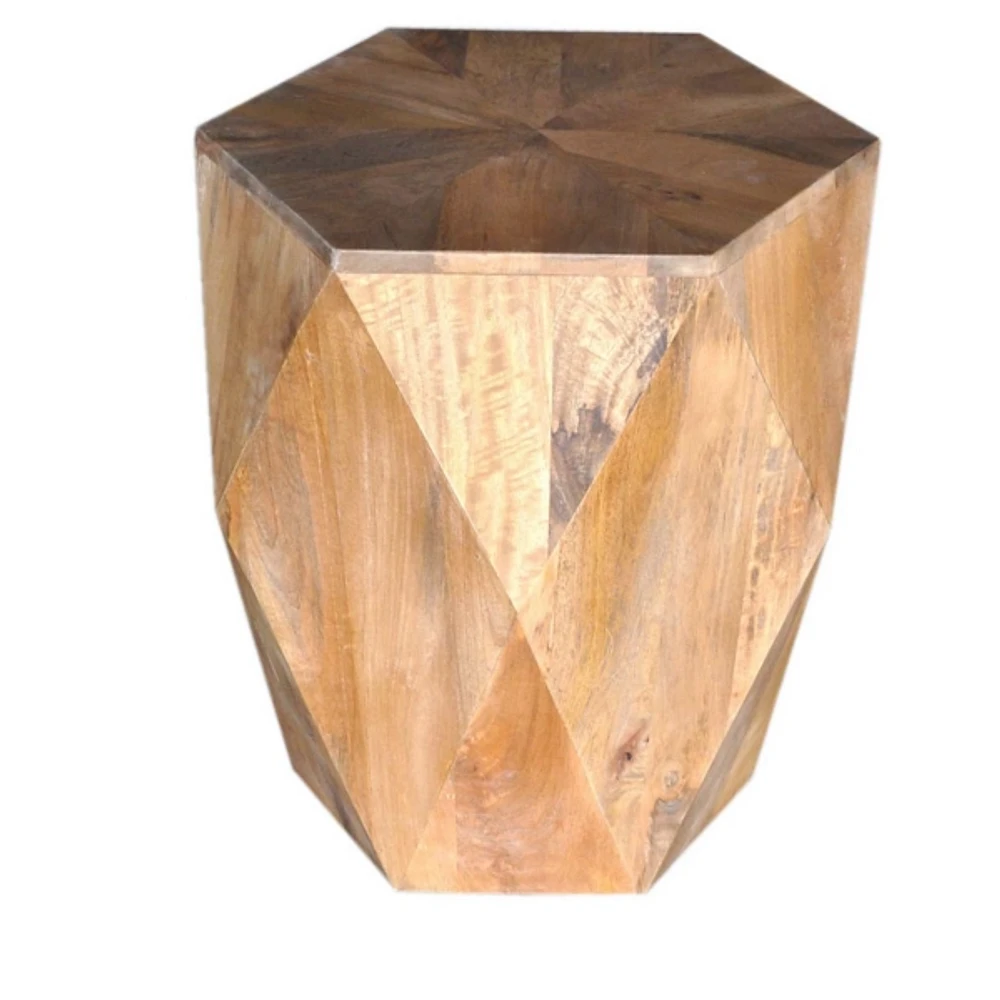Kirklands Geometric Mango Wood Accent Table | Hamilton Place