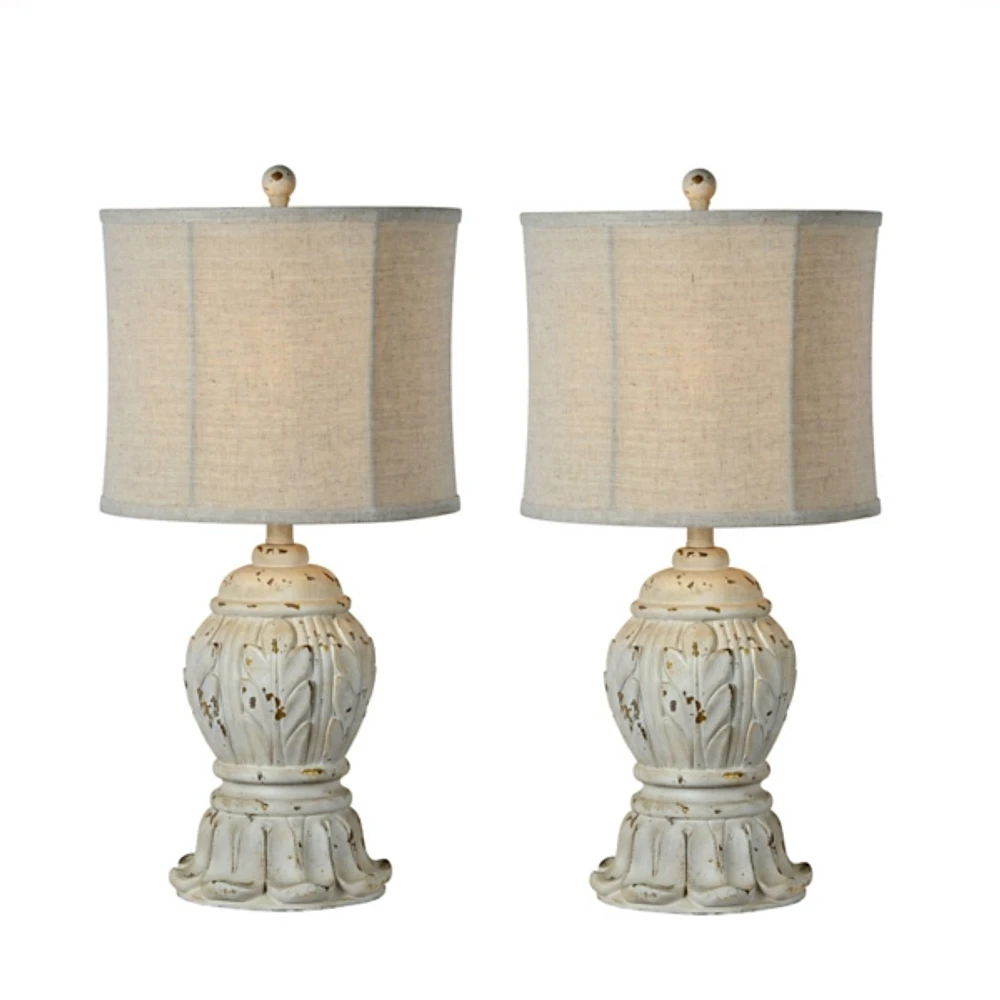 Kirklands Antique Ivory Distressed Table Lamps, Set of 2 | Hamilton Place