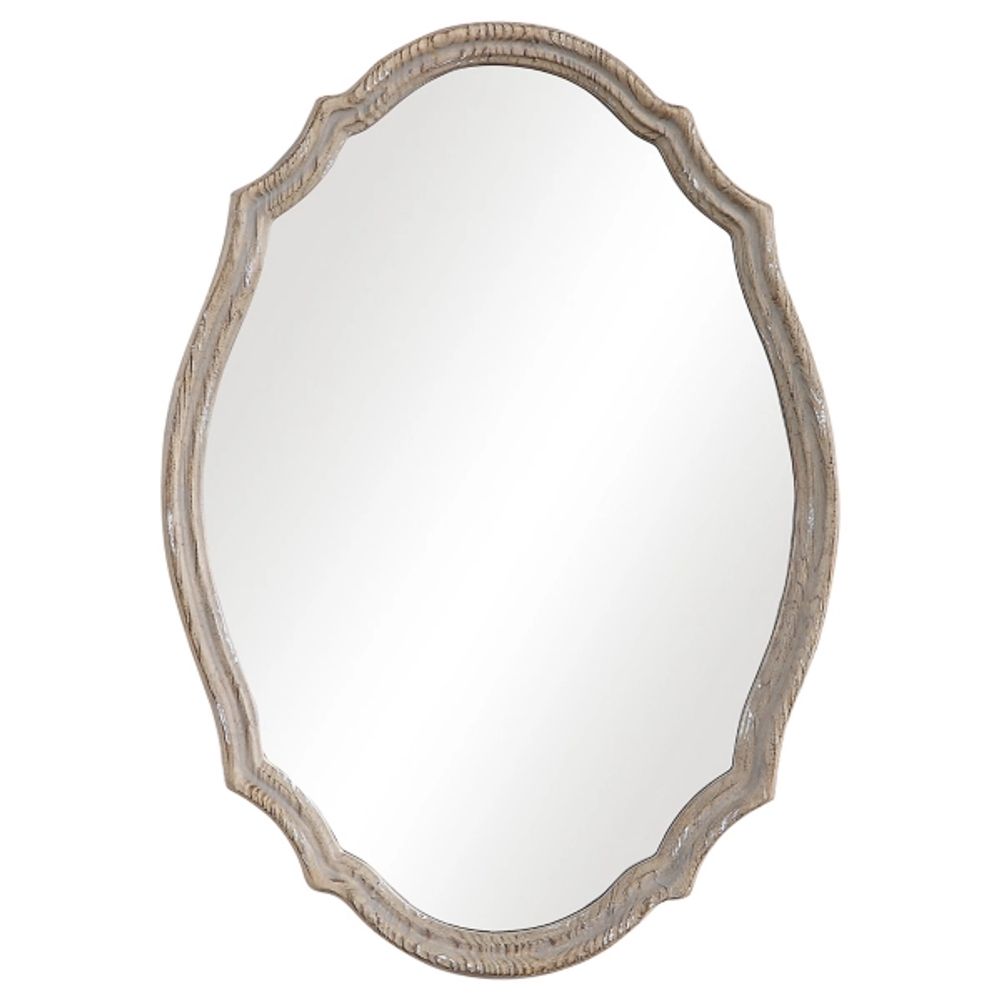 Kirkland's Natural Wood Distressed Curved Frame Mirror | Hamilton Place