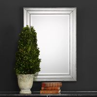 Kirklands Metallic Silver Grooved Texture Wall Mirror | Hamilton Place