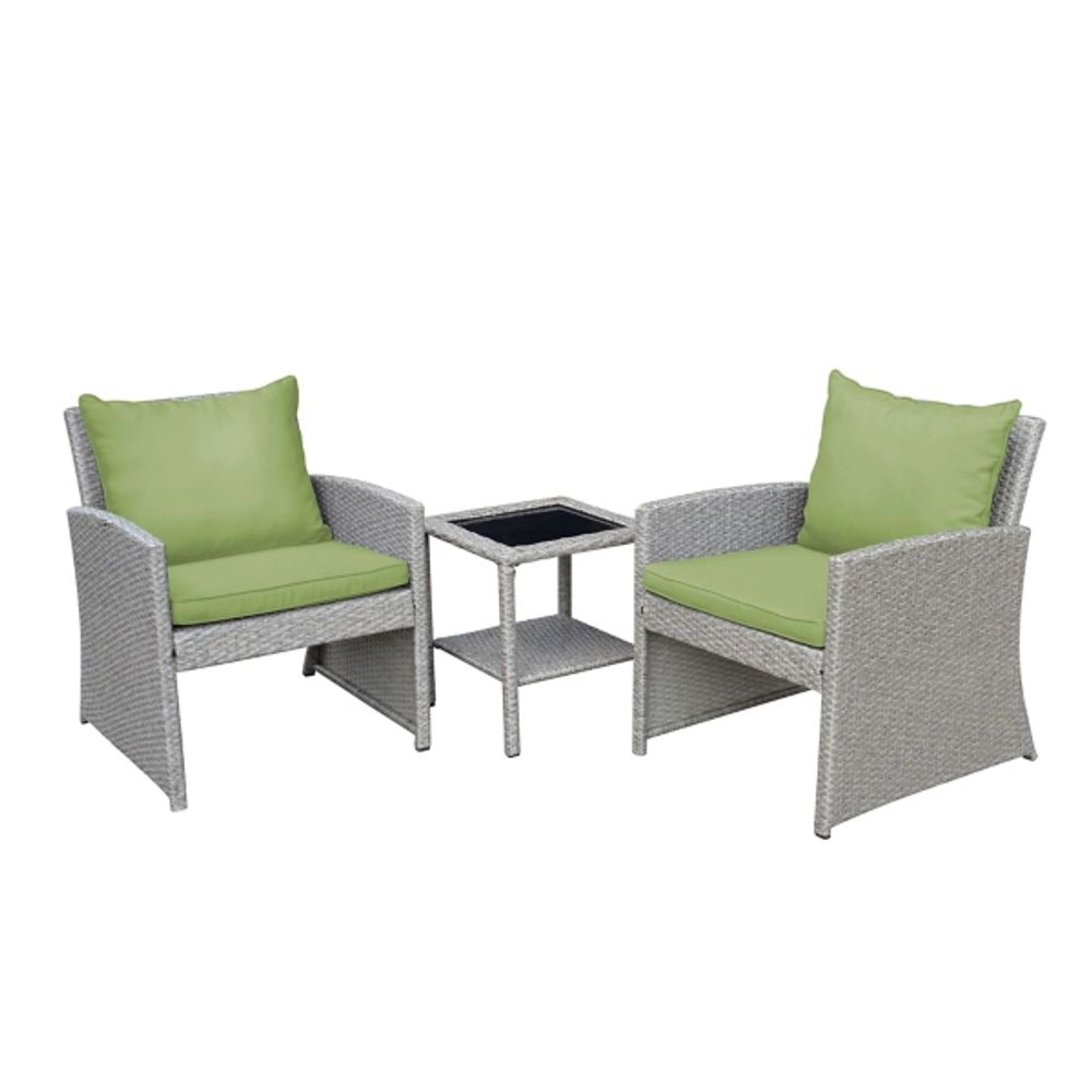 Kirklands Gray and Green 3-pc. Wicker Chat Set | Hamilton Place