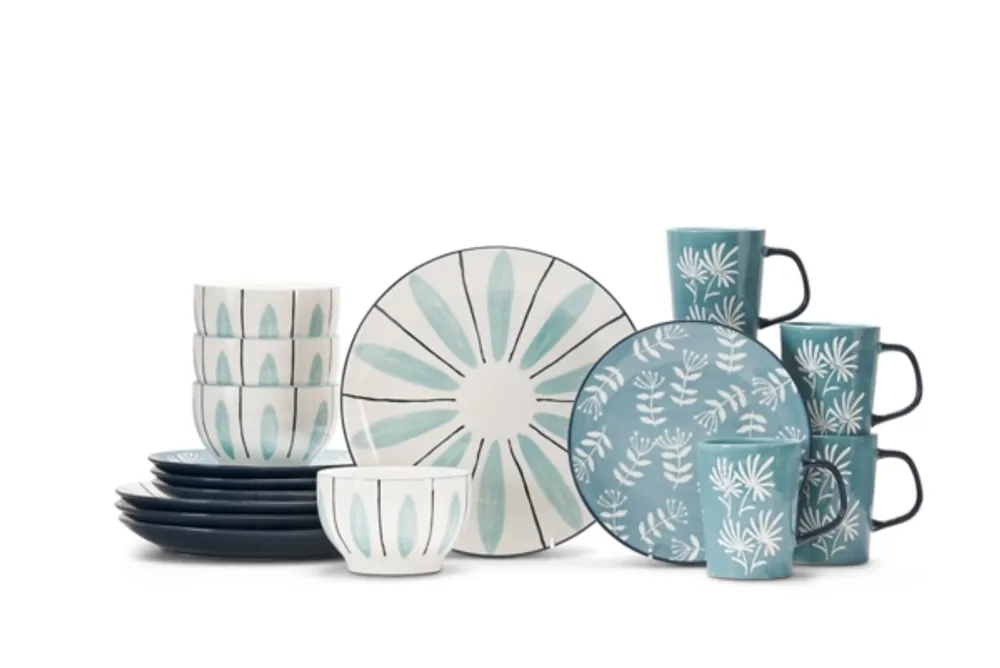 Kirklands Light Blue Patterned 16-pc. Dinnerware Set | Hamilton Place