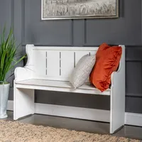 Kirkland's White Carved Wood Pew Bench | Hamilton Place