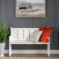 Kirkland's White Carved Wood Pew Bench | Hamilton Place