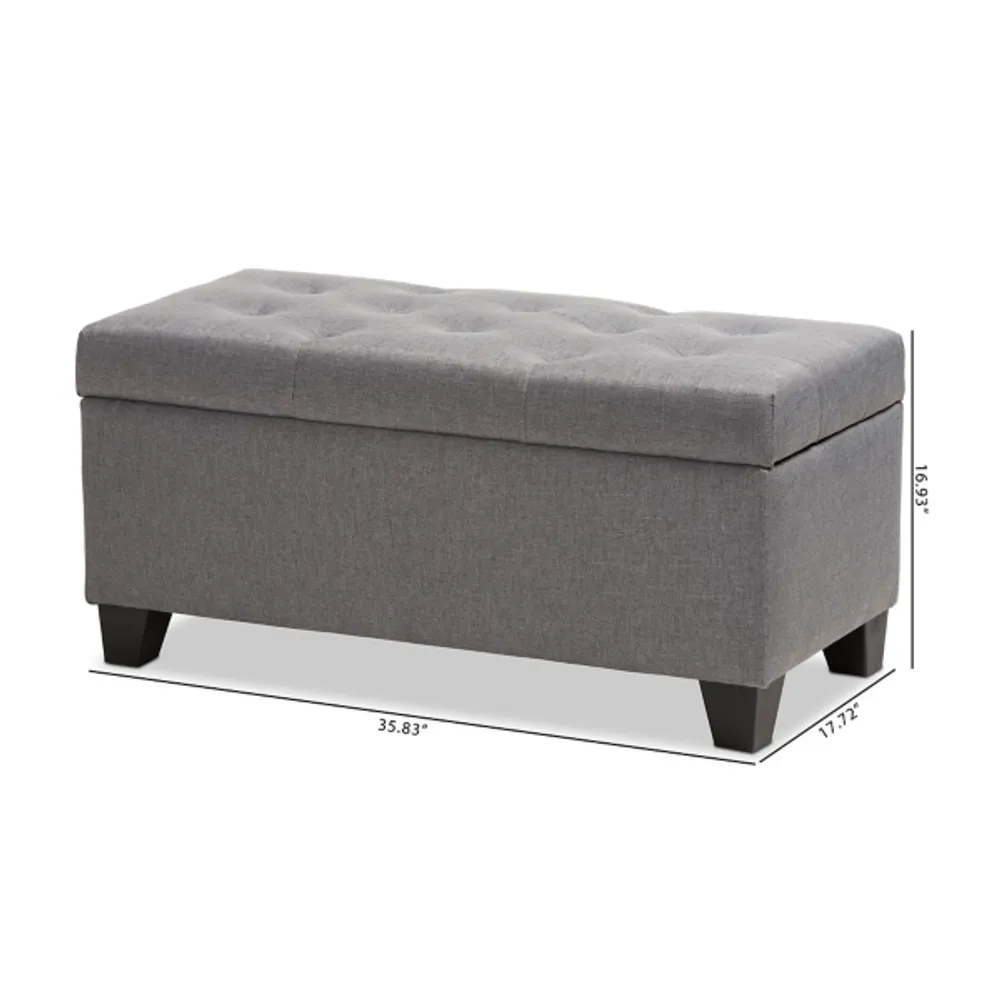 Kirklands Gray Upholstered Storage Ottoman | Hamilton Place