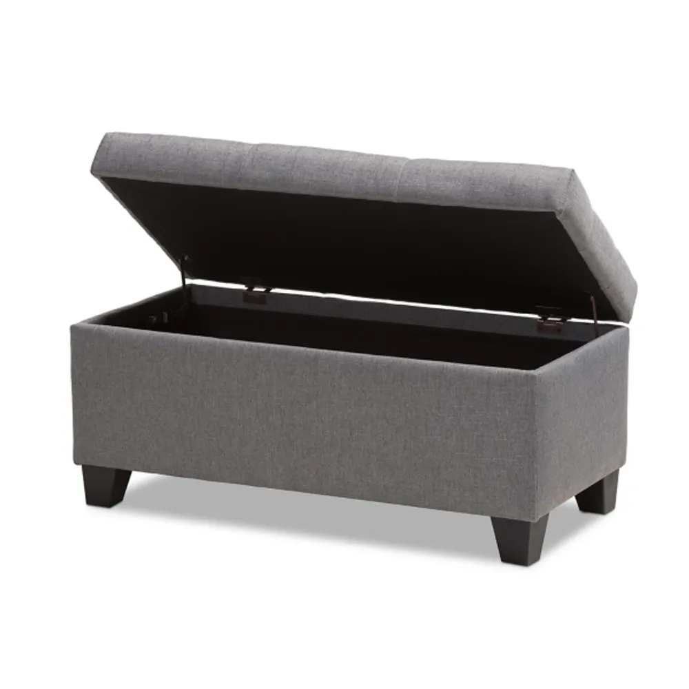 Kirklands Gray Upholstered Storage Ottoman | Hamilton Place