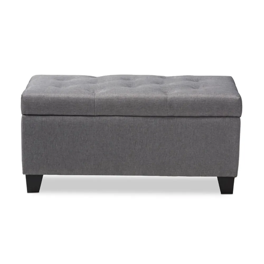 Kirklands Gray Upholstered Storage Ottoman | Hamilton Place