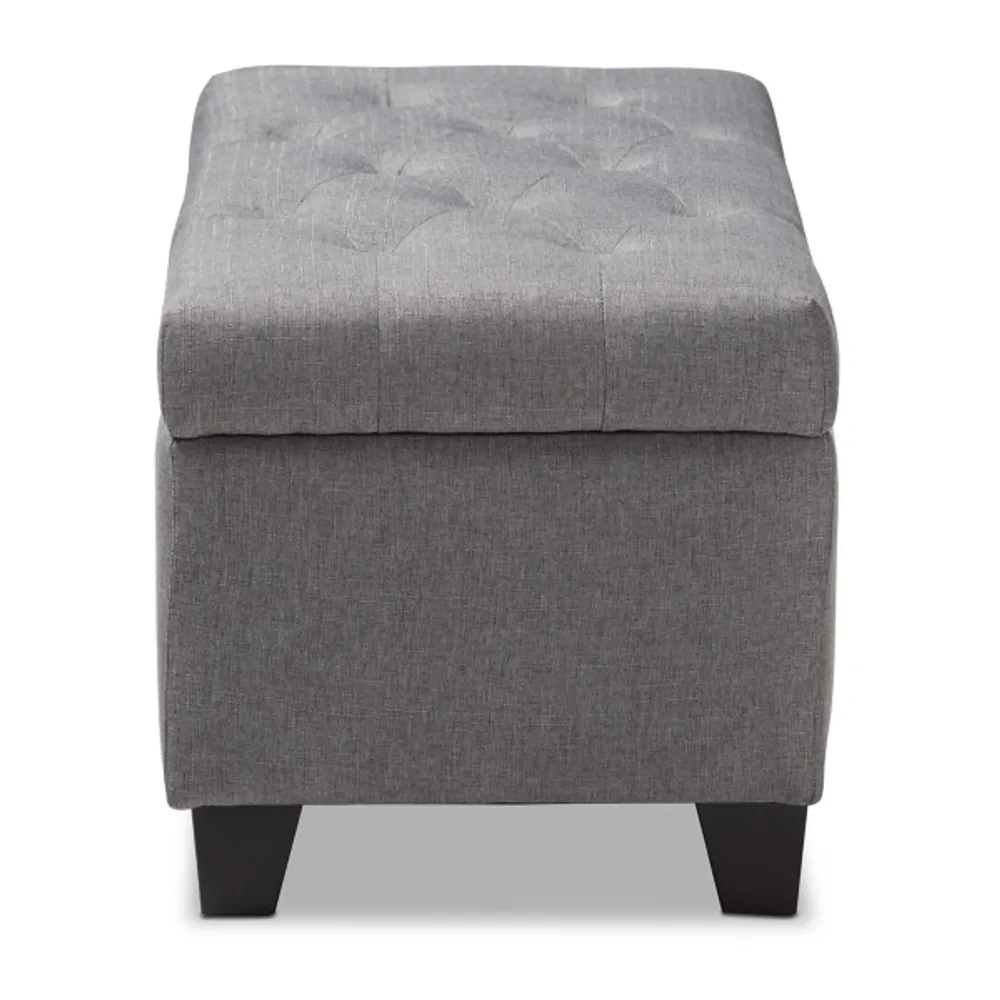 Kirklands Gray Upholstered Storage Ottoman | Hamilton Place