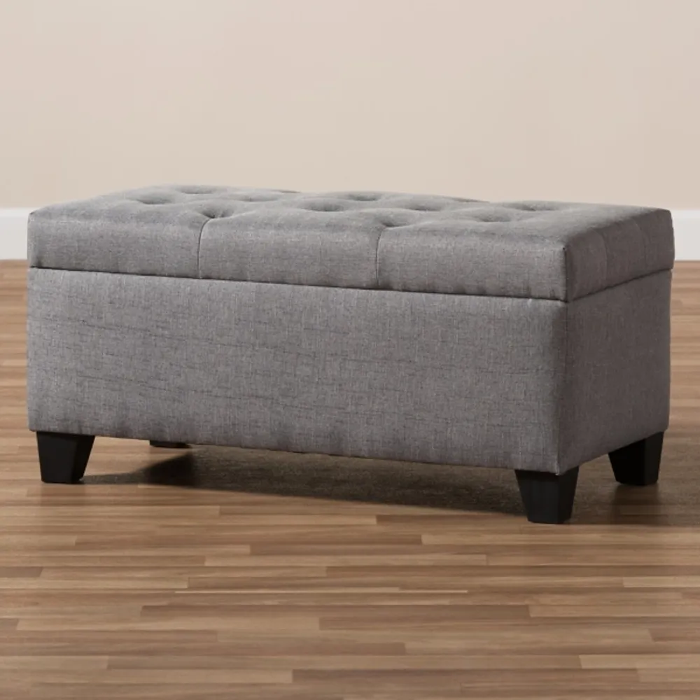 Kirklands Gray Upholstered Storage Ottoman | Hamilton Place