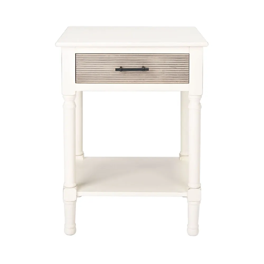 Kirklands Classic White Ribbed Drawer Accent Table | Hamilton Place