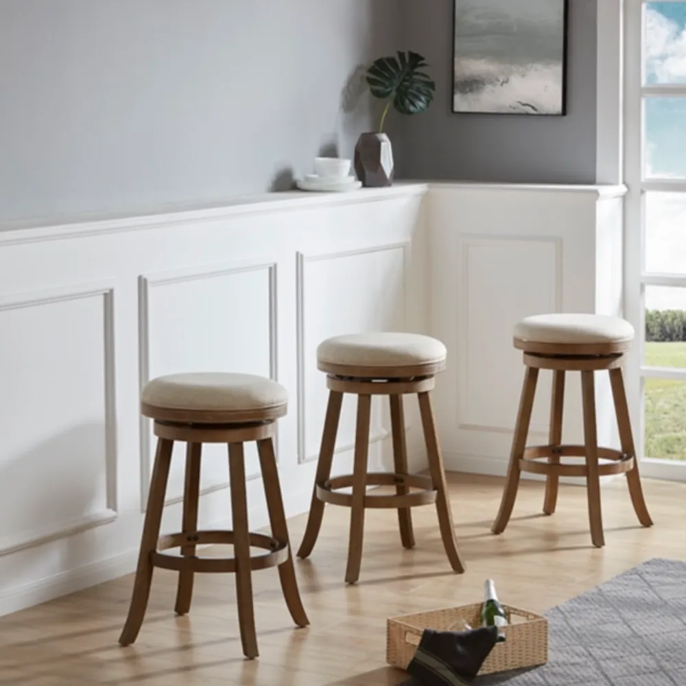 Kirklands Driftwood Finish Linen Swivel Bar Stool | Hamilton Place