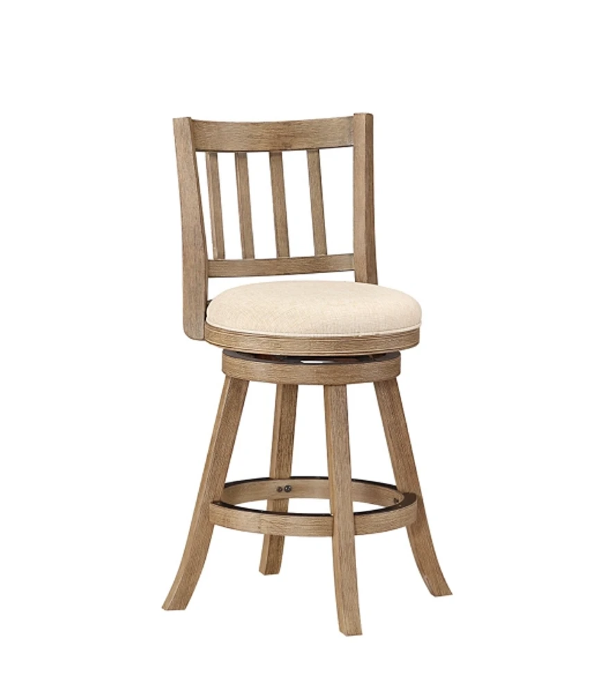 Kirklands Ivory Linen Slat Back Swivel Counter Stool | Hamilton Place