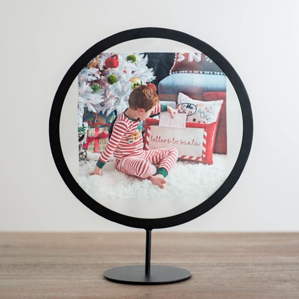 Kirklands Black Circular Floating Picture Frame Stand, 4x6 | Hamilton Place