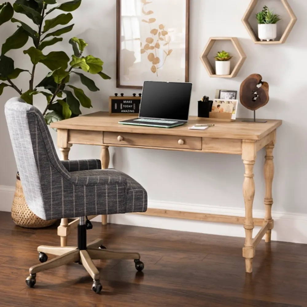Kirklands Diane Spindle Leg Blond Wood Desk | Hamilton Place