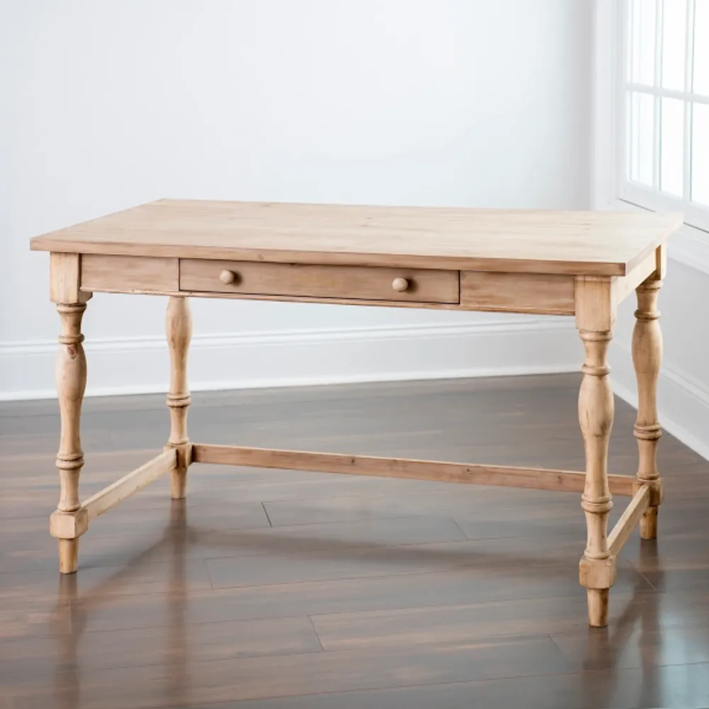 Kirklands Diane Spindle Leg Blond Wood Desk | Hamilton Place