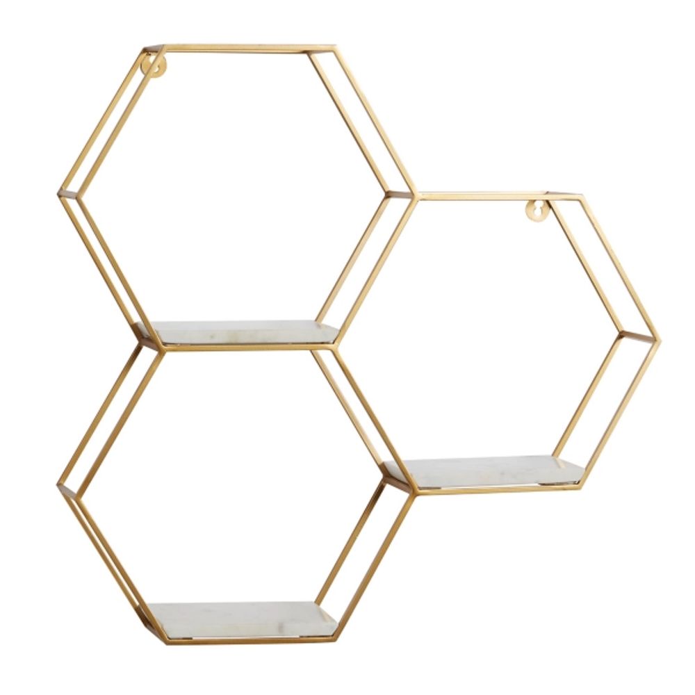 Kirkland's Gold Frame Marble Honeycomb Wall Shelf | Hamilton Place