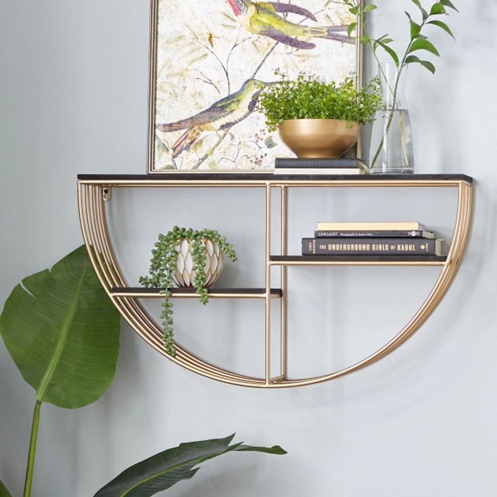 Kirkland's Golden Half Moon Wall Shelves | Alexandria Mall