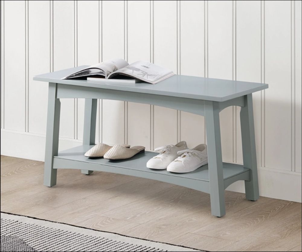 Kirklands Dove Gray Rustic Farmhouse Wood Bench | Hamilton Place